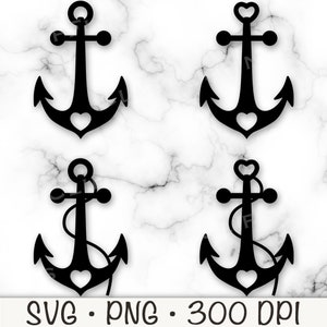 Heart Anchor SVG, Anchor PNG, Anchor Silhouette Shape, Anchor With Rope ...