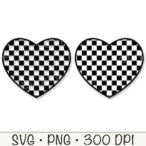 Checkered Heart SVG, Transparent and Solid Checkered Heart PNG, Black ...
