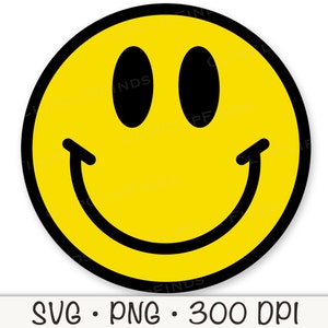 Smiley Face Groovy Retro SVG Vector Cut File PNG - Etsy