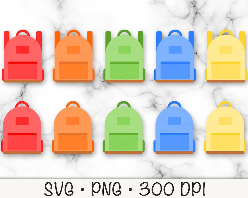 Backpack SVG Schoolbag SVG Assorted Colors School Clipart - Etsy