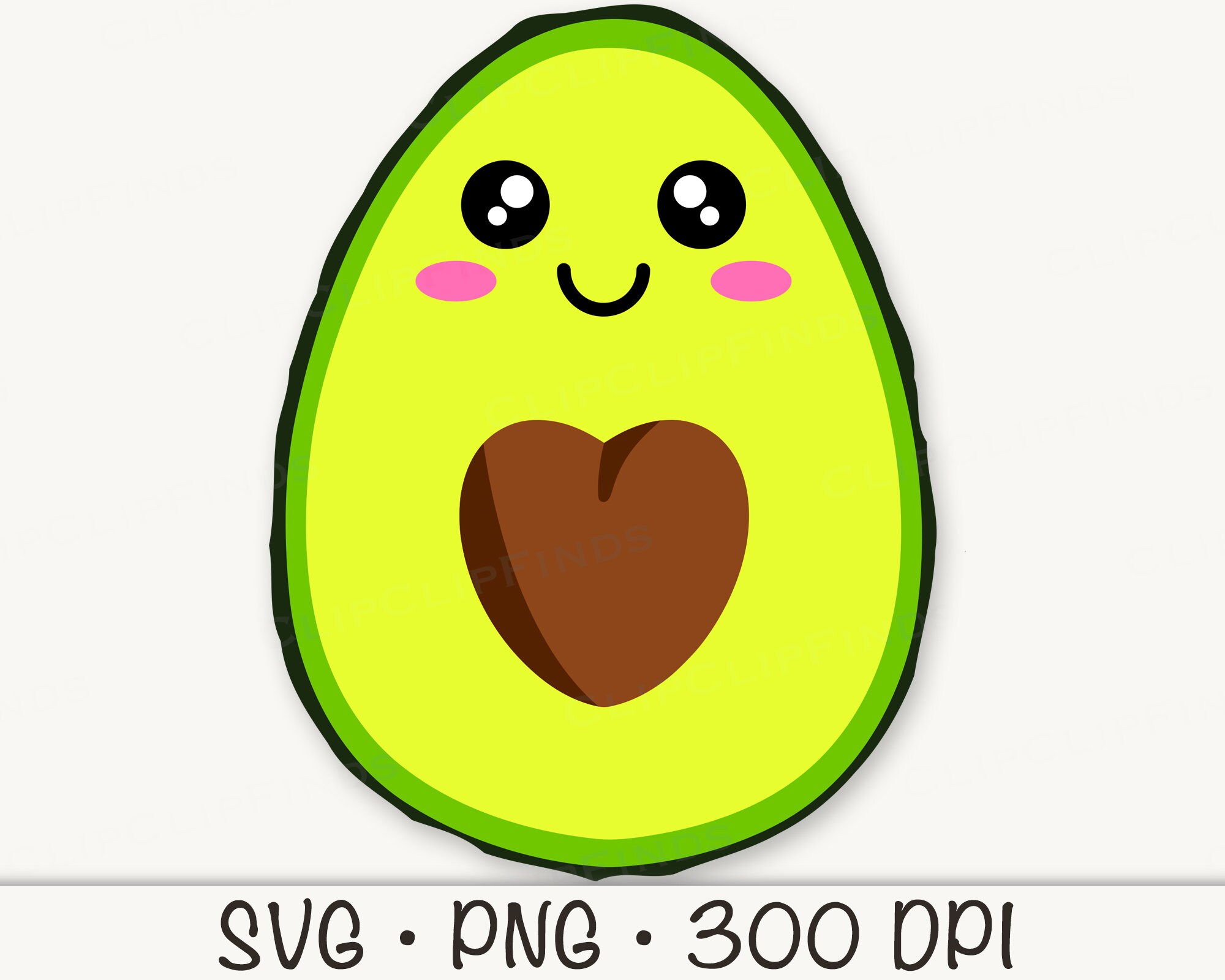 Avocado SVG Avocado Heart Seed Cute Kawaii Vector Cut File - Etsy