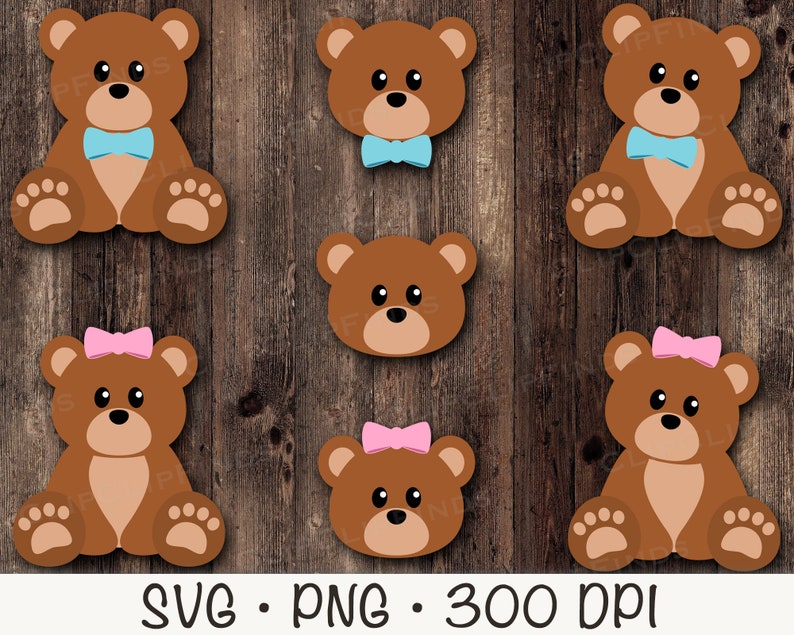 Teddy Bear Clipart Bundle: Nursery Decor, SVG, PNG (digital Download ...