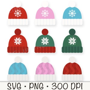 Cute Winter Beanie Clip Art, Snow Hat SVG, Christmas Hat PNG, Knitted ...