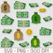 Money Clipart: Bag of Money, Gold Coin, Dollar Bills (SVG, PNG) - Etsy