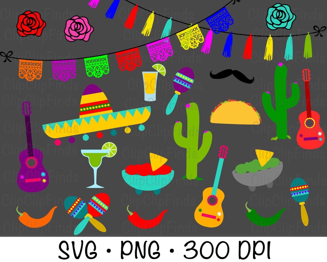 Mexican Clipart Cinco De Mayo Clipart Mexican Fiesta Bundle - Etsy