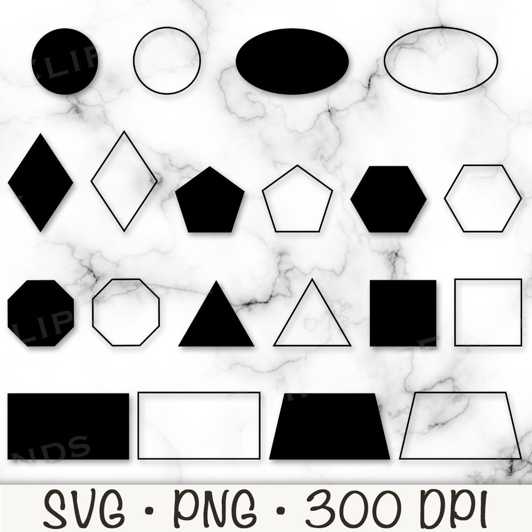 Basic Shapes SVG Bundle Pack, Geometric Shapes PNG, Shapes Outline ...