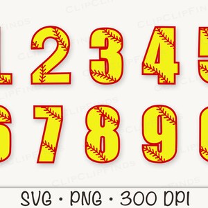 Softball Numbers, SVG PNG, Instant Digital Download - Etsy