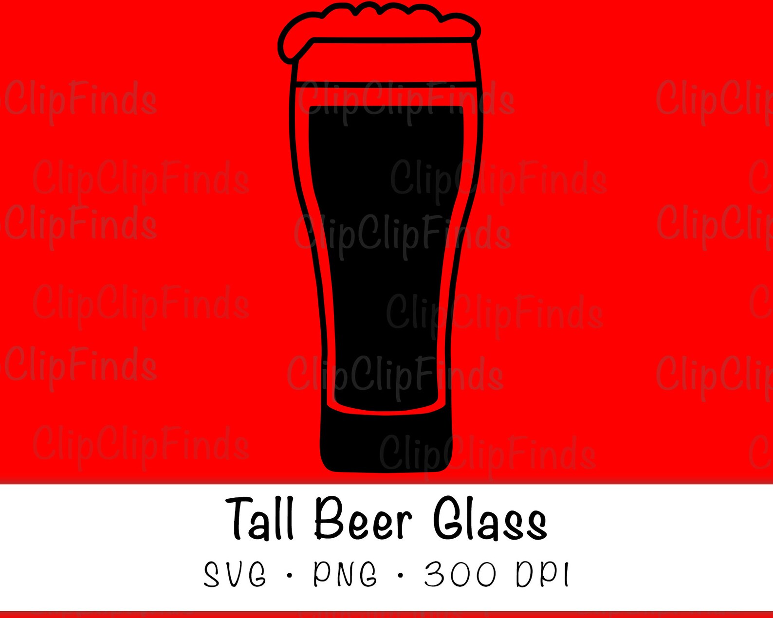 Tall Beer Glass SVG Vector Cut File and PNG Transparent | Etsy