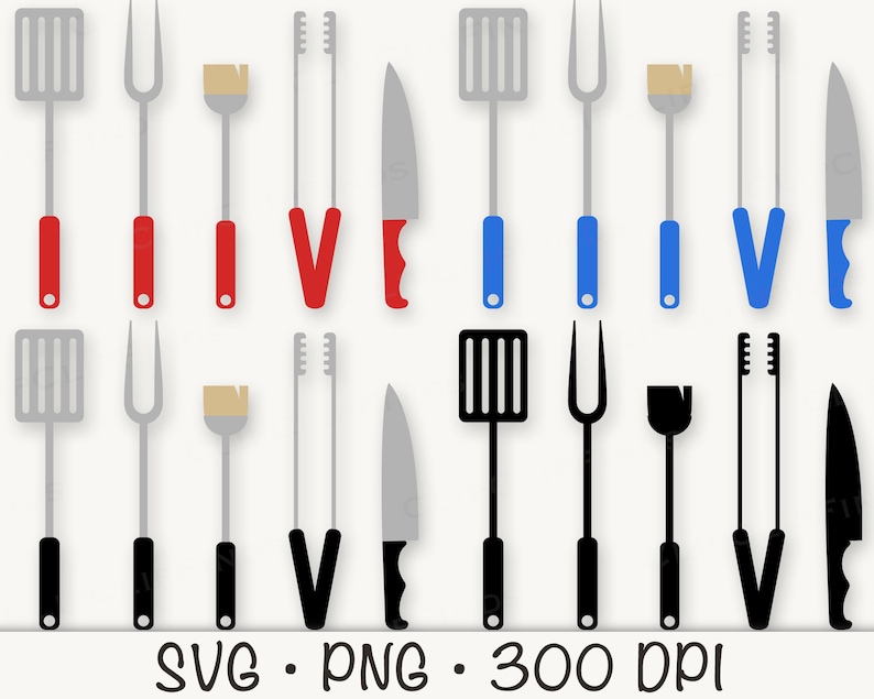 BBQ Grilling Utensils SVG PNG Instant Digital Download - Etsy