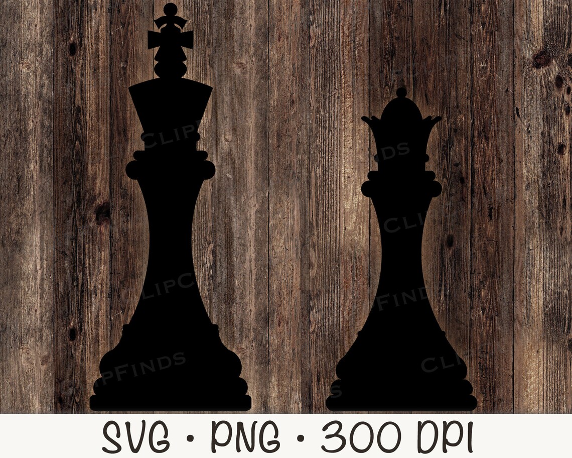 Chess King and Queen SVG Vector Cut File and PNG Transparent - Etsy