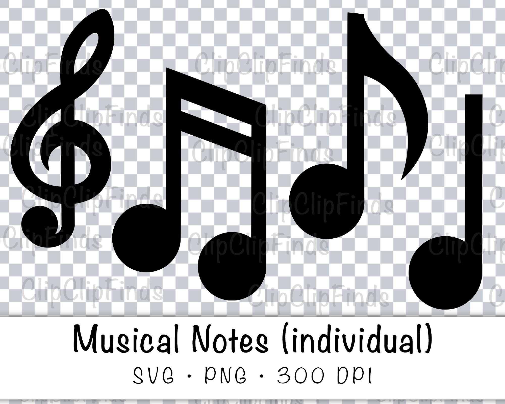 Notas musicales SVG Vector Cut Files y PNG Transparent | Etsy España