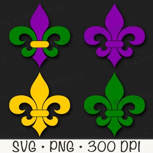 Mardi Gras Fleur De Lis SVG Vector Cut File and PNG Transparent ...