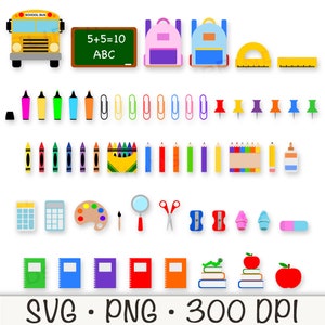 School Clipart, School Supplies SVG, Back to School, Art Supplies ...