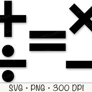 Math Symbols SVG, Multiplication, Addition, Subtraction, Equal, PNG ...