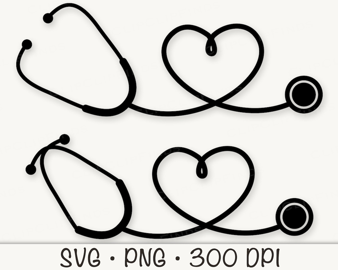 Stethoscope Heart SVG: Nurse Doctor Medical Clip Art (digital Download ...