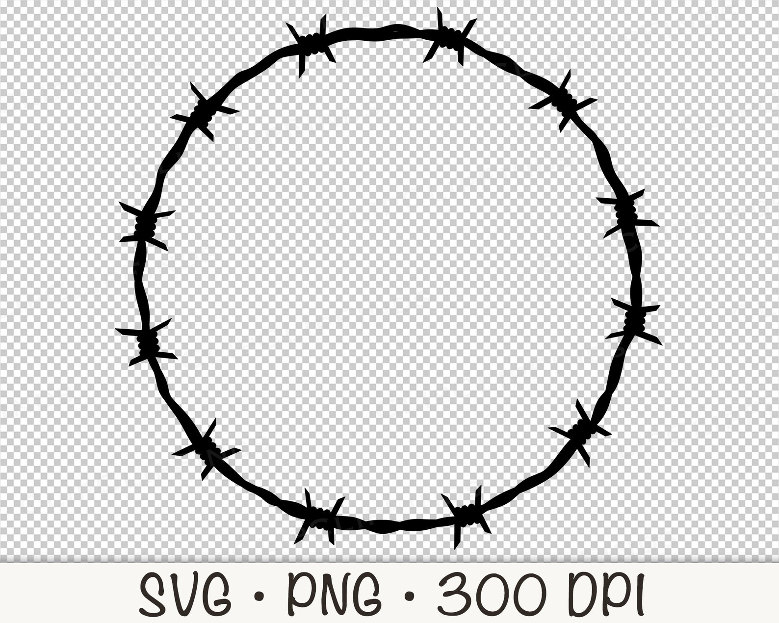 Round Circle Barbed Wire Frame SVG Vector Cut File and PNG - Etsy Canada