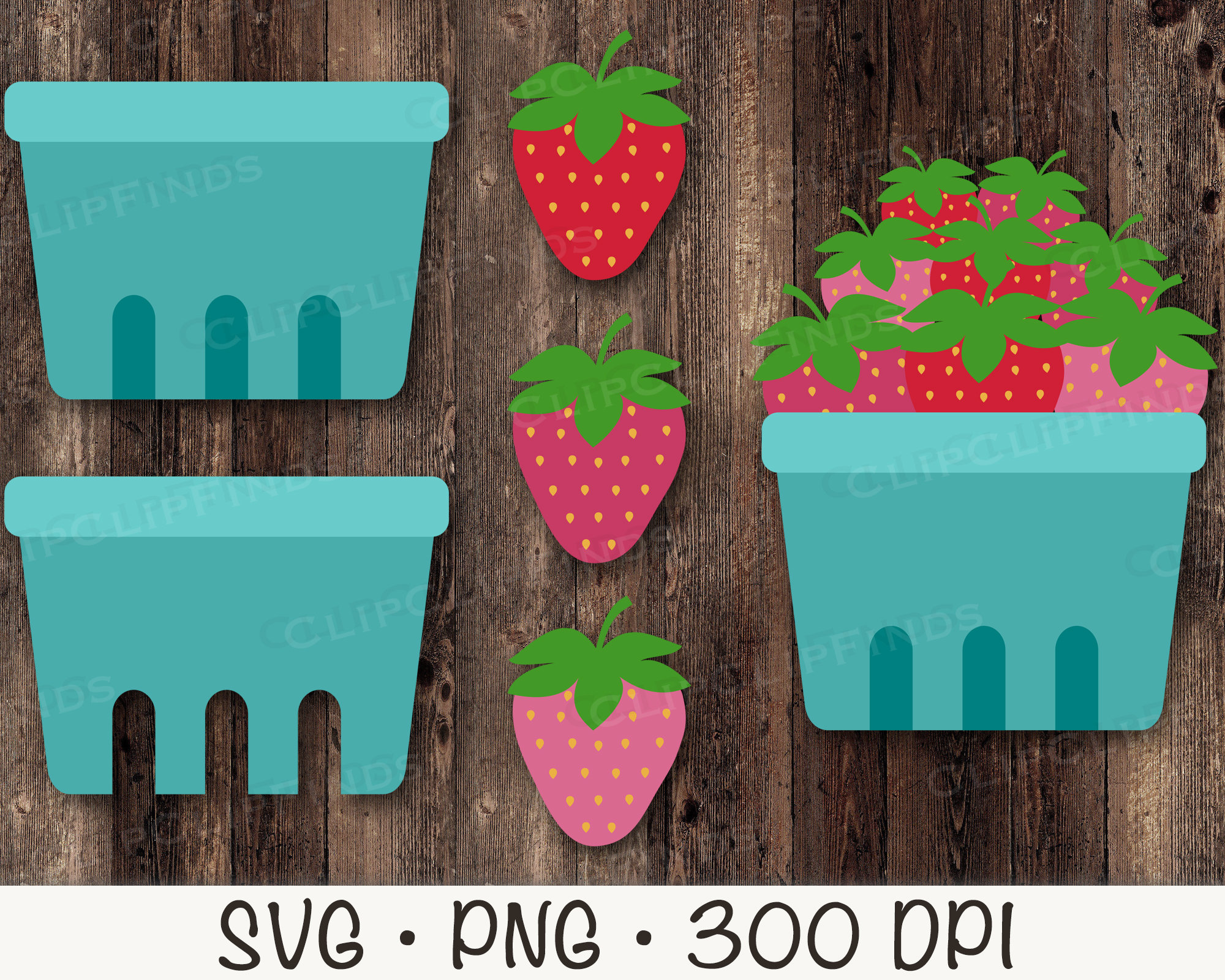 Strawberry Basket Clipart Pink Strawberries SVG Strawberries - Etsy Canada