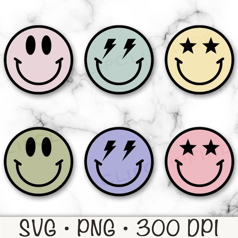 Smiley Star Clipart - Etsy
