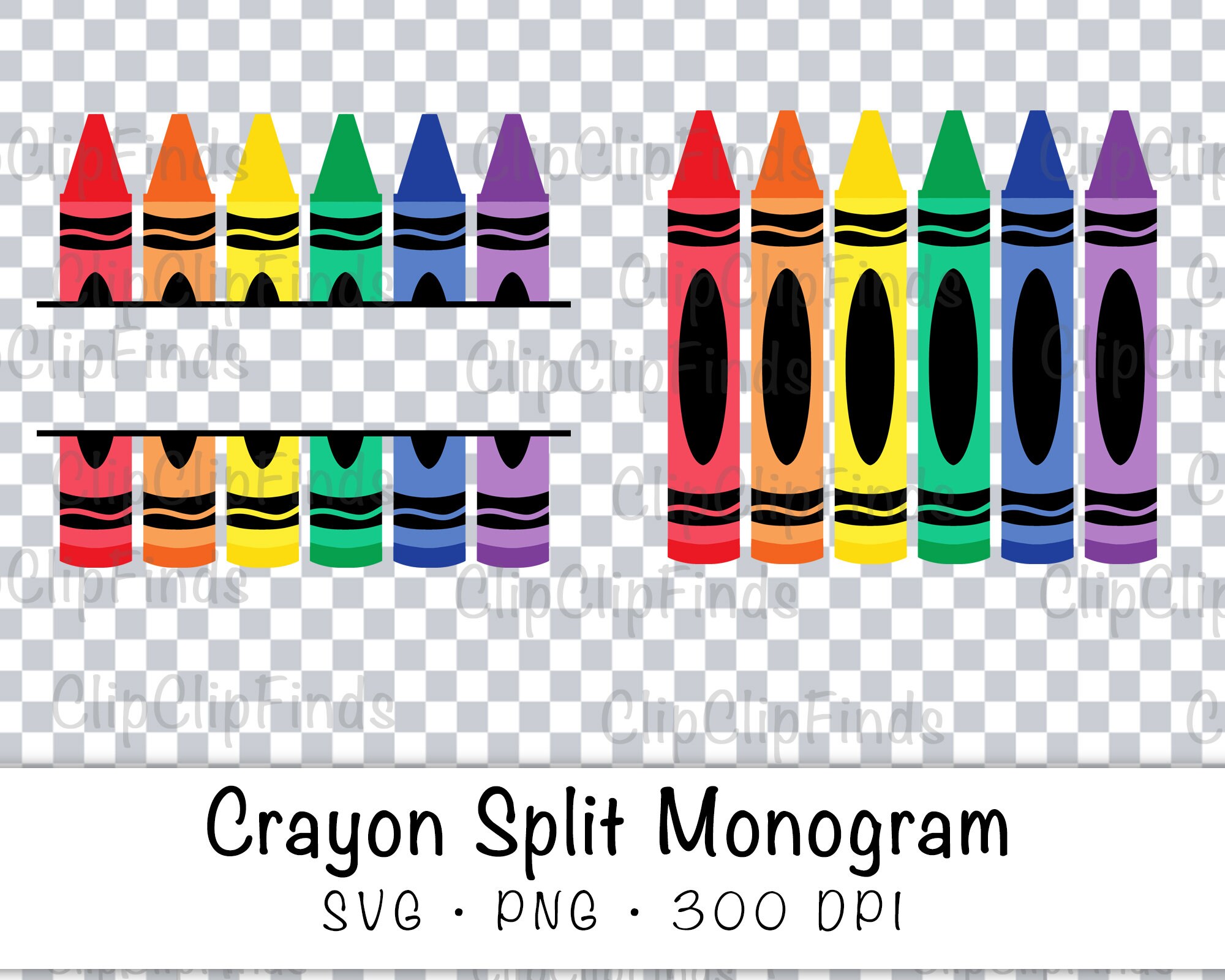 Crayon Split Monogram SVG Vector File and PNG Transparent - Etsy Canada