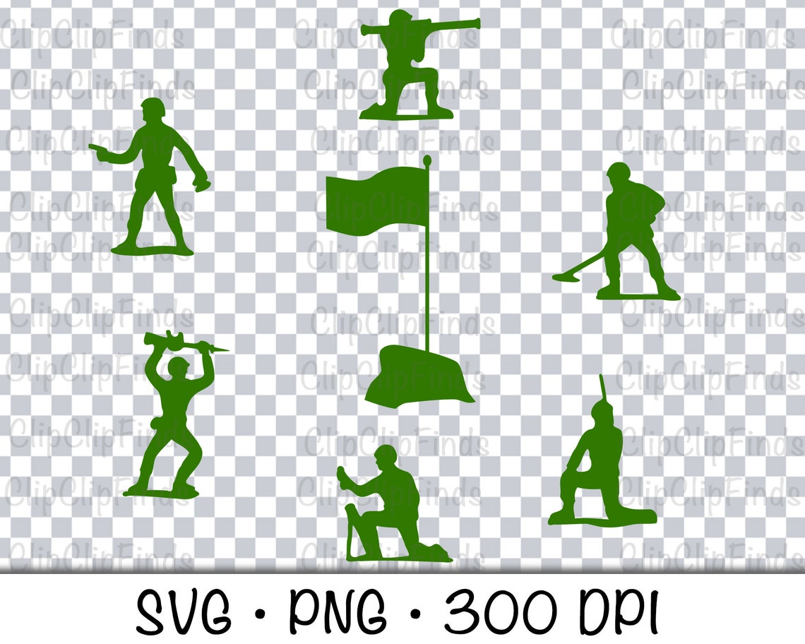 Green Army Men Toy Toy Army Clipart SVG PNG Instant - Etsy