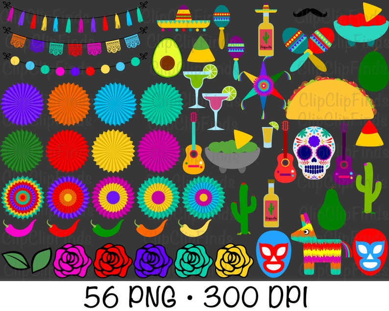 Mexican Fiesta Clip Art Bundle: Cinco De Mayo PNG Images (digital ...