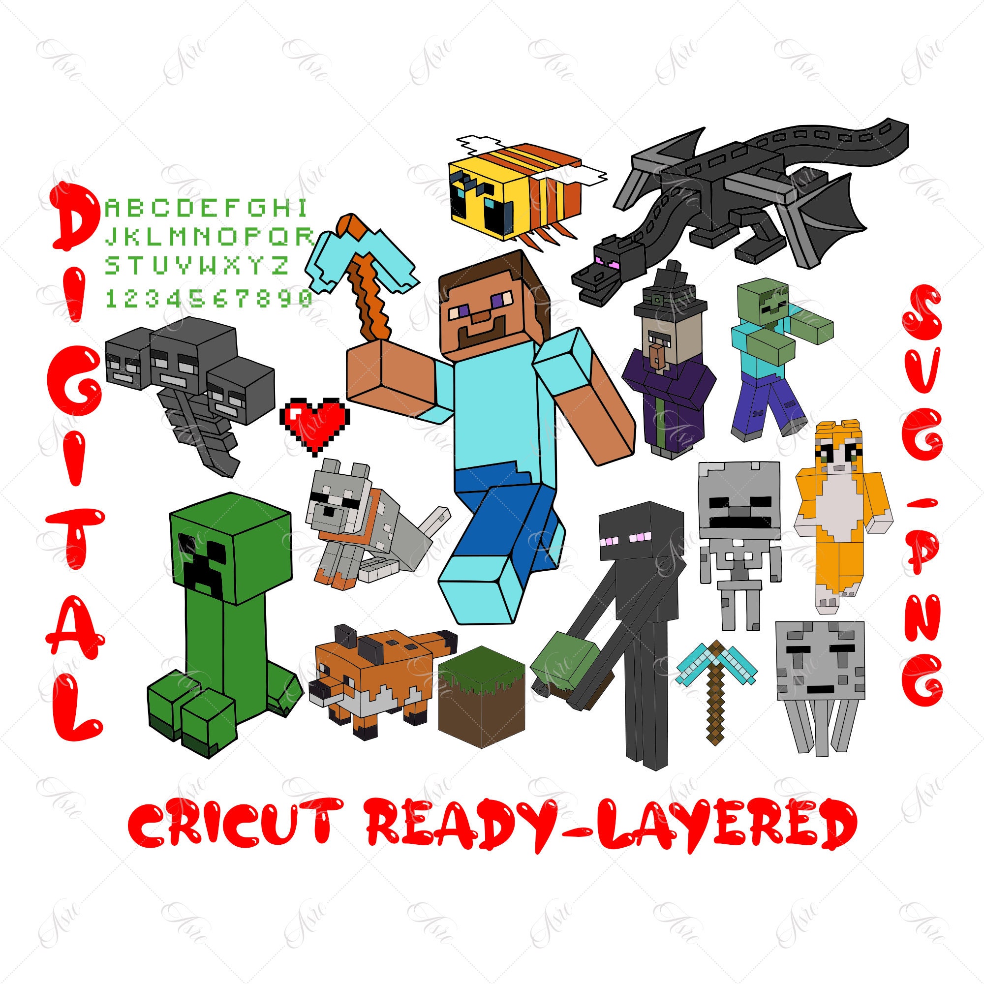 Minecraft Svg Bundle Svg Minecraft Clipart Minecraft Png | Etsy