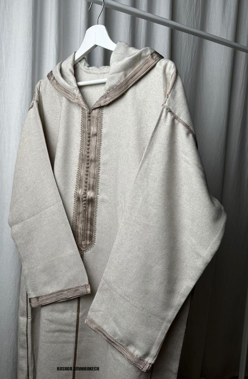 Moroccan Winter Djellaba for Men – Hooded Mlifa Wool Robe – Traditional ...