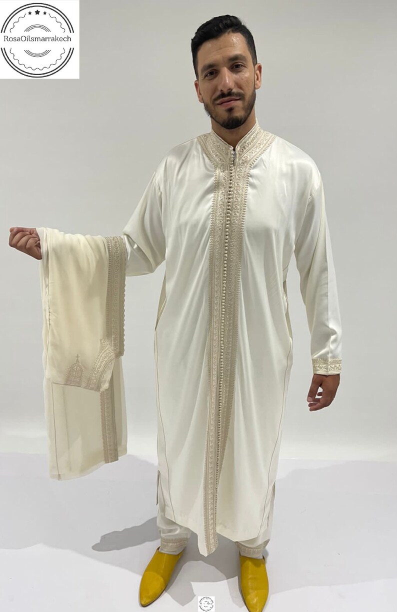 Traditional Moroccan Men’s Caftan – 3-piece Groom Outfit – Wedding ...