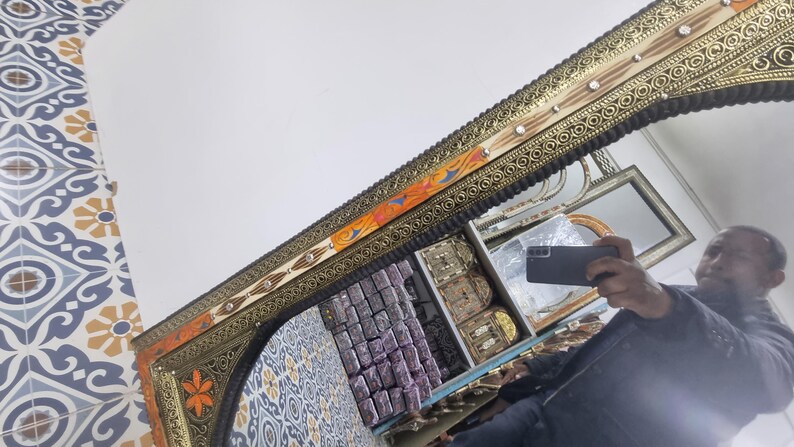 Handmade Moroccan Arch Mirror – Carved Wood Traditional Berber Design ...