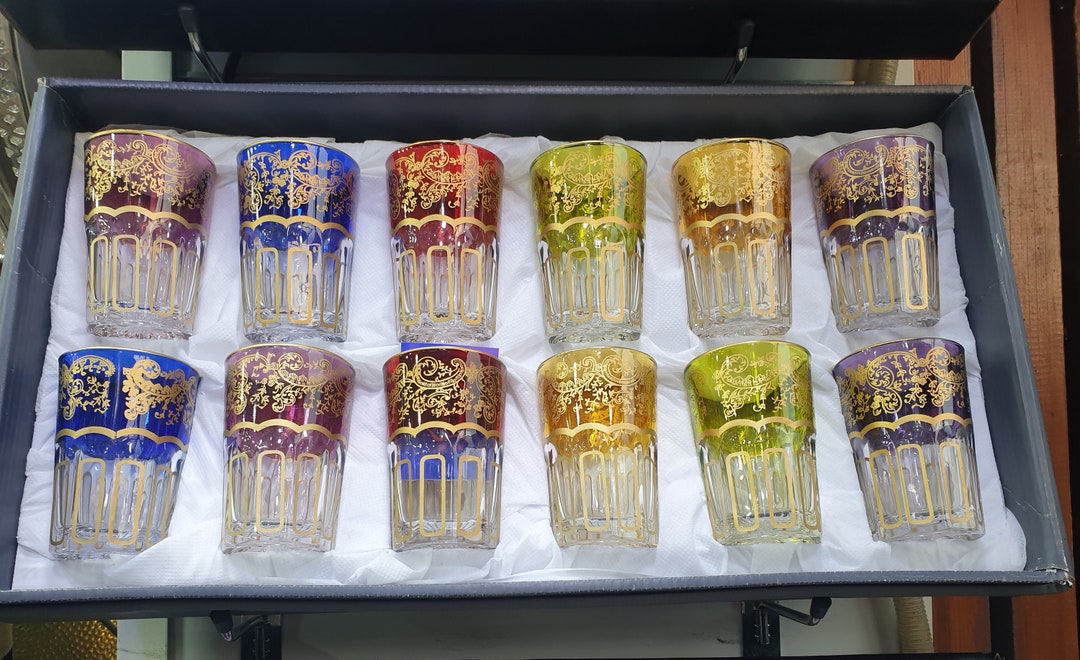 Ensemble De 12 Verres à Thé Marocains, Tasses De Style Artisanal Multi ...
