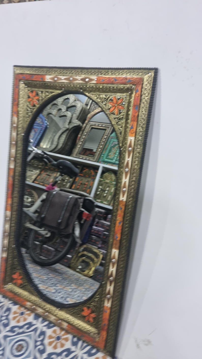 Handmade Moroccan Arch Mirror – Carved Wood Traditional Berber Design ...