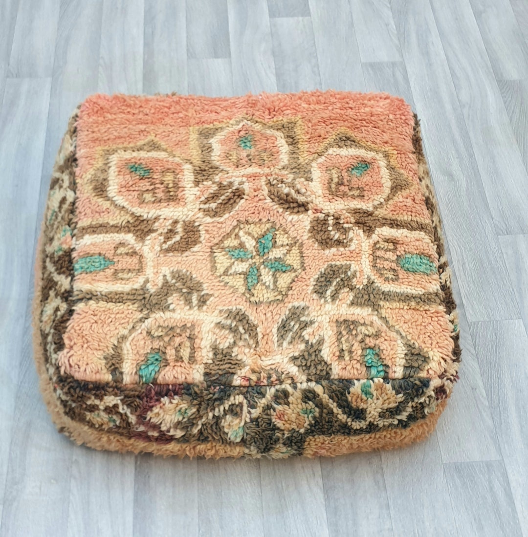 Pouf Kilim Marocain, Pouf De Sol, Ottoman Marocain Vintage, Pouf Carré ...
