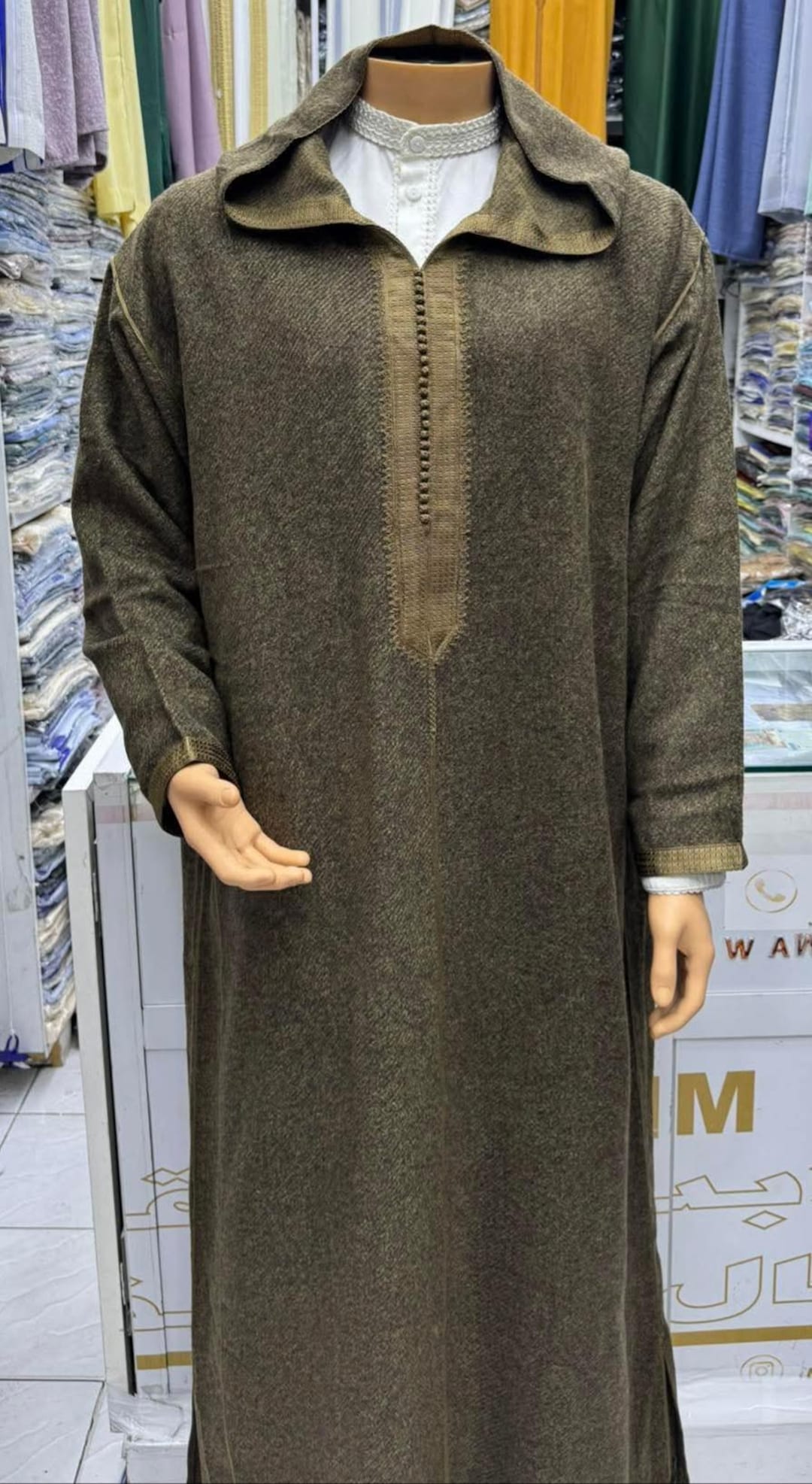 Moroccan Winter Djellaba for Men – Hooded Mlifa Wool Robe – Traditional ...