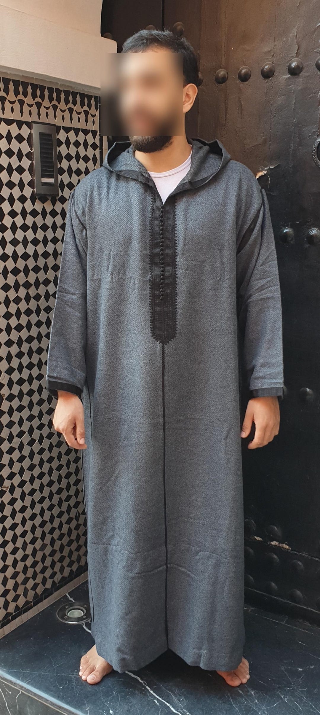 Moroccan Winter Djellaba for Men – Hooded Mlifa Wool Robe – Traditional ...