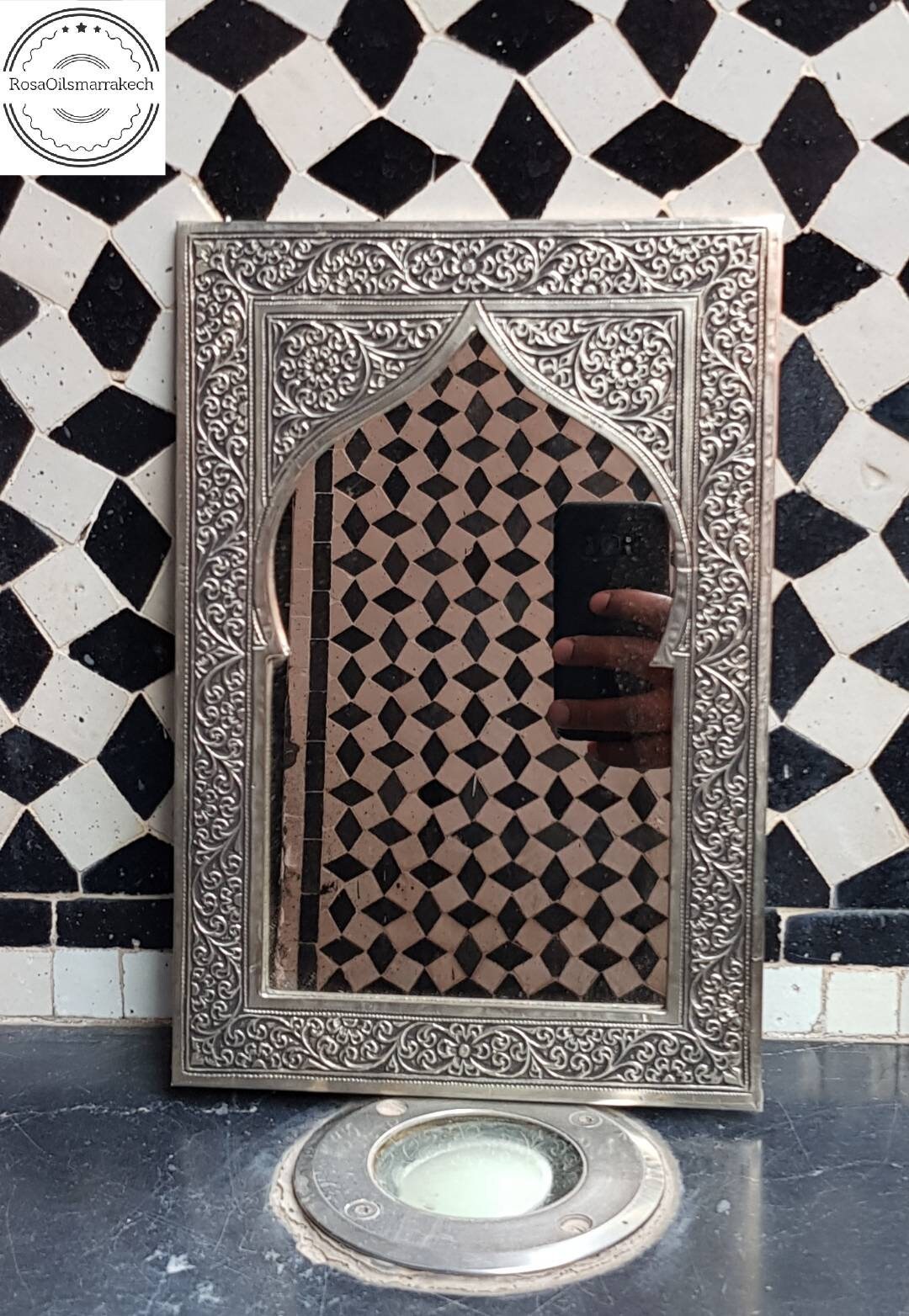 Moroccan Brass Mirrors, Handmade Antique Wall Mirror, Engraved Brass ...