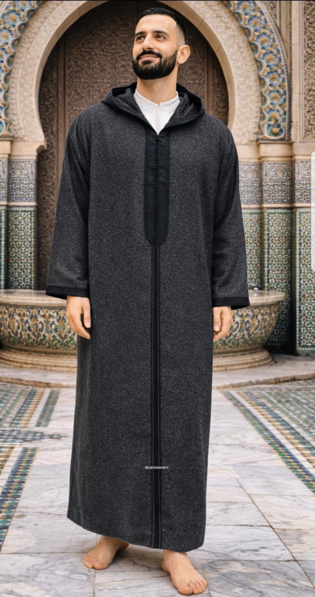 Men’s Moroccan Djellaba for Eid – Warm Hooded Wool Robe – Traditional ...