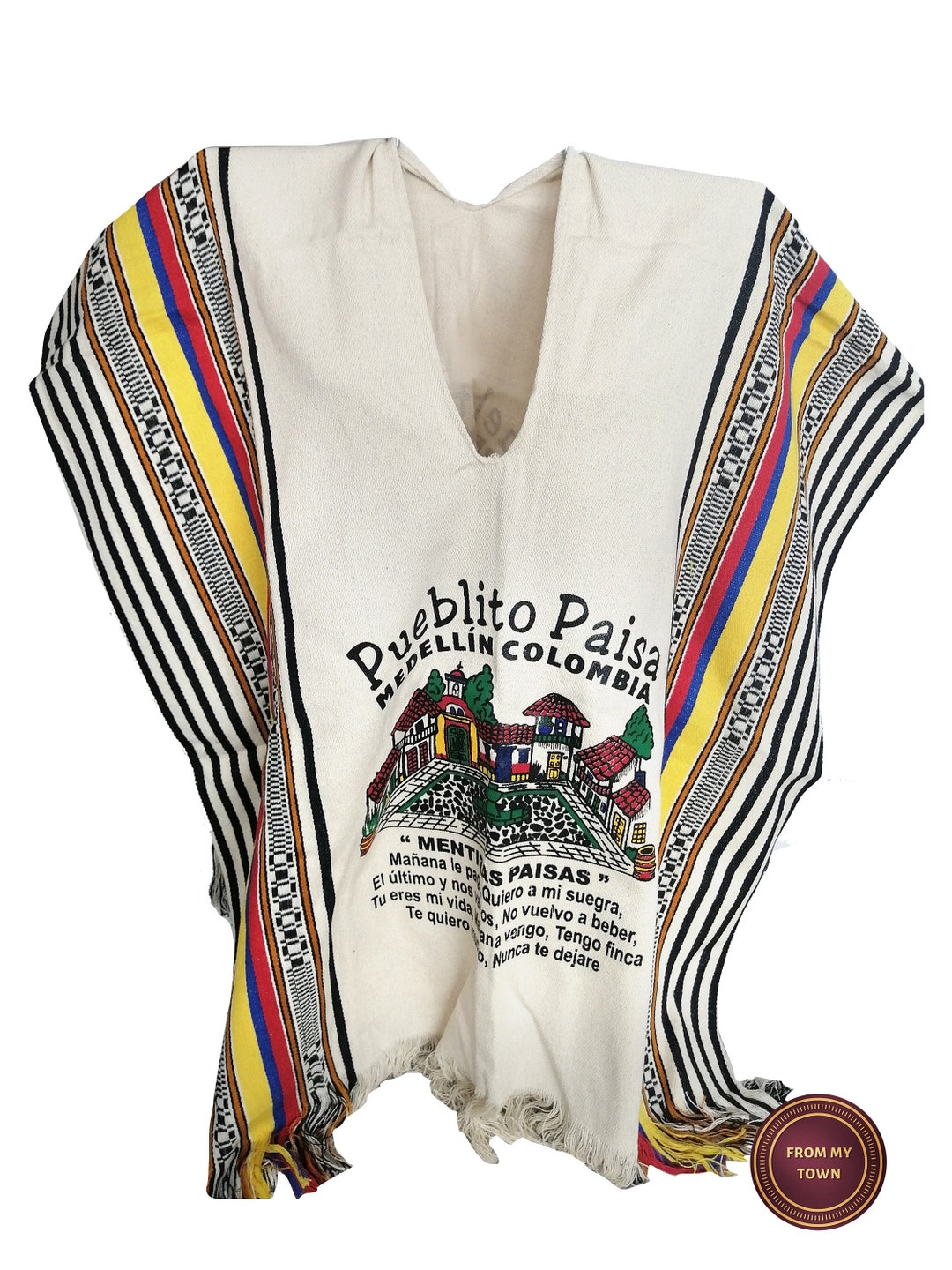 Auténtico Poncho Tejido a Mano De Medellín, Colombia Unisex, Unisize ...