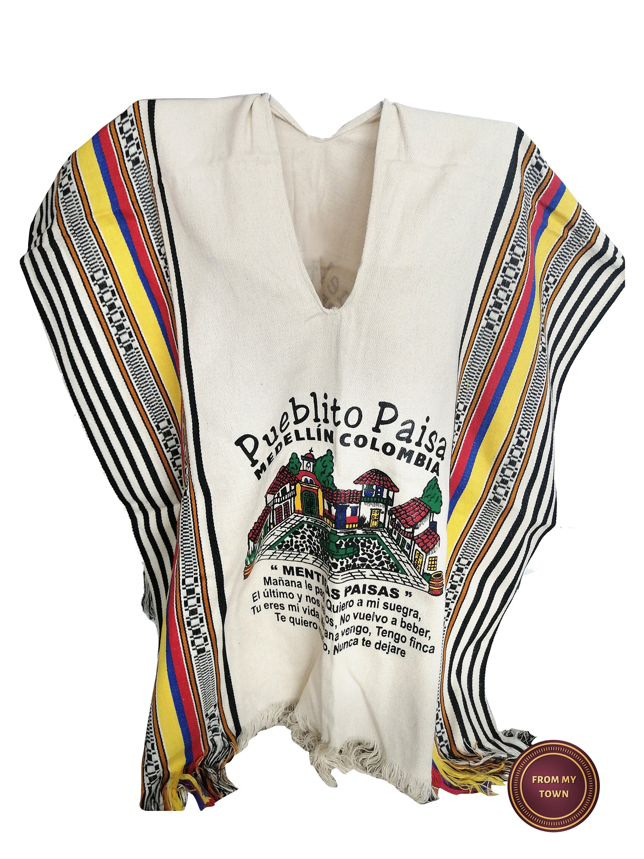 Auténtico Poncho Tejido a Mano De Medellín, Colombia Unisex, Unisize ...