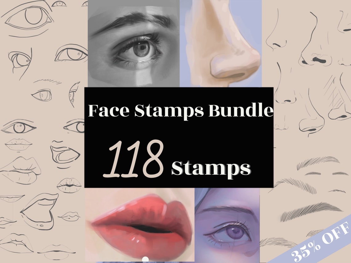 118 Procreate Face Stamps Ultimate Face Procreate Bundle | Etsy