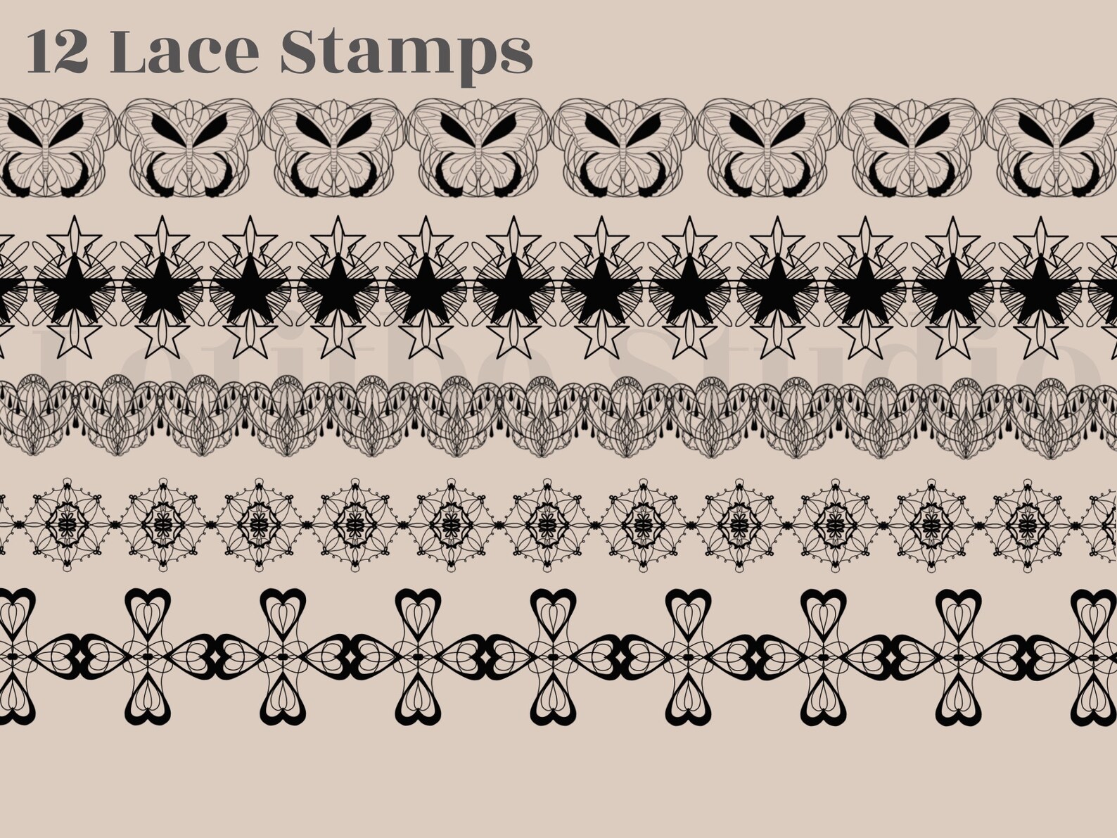 12 Lace Brushes Lace Stamps Procreate Brush Bundle 12 Lace - Etsy