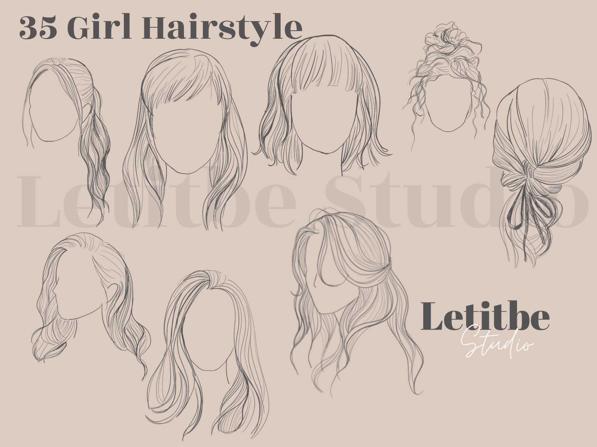 35 Procreate Hairstyles Stamp Procreate Girl Hairstyle - Etsy