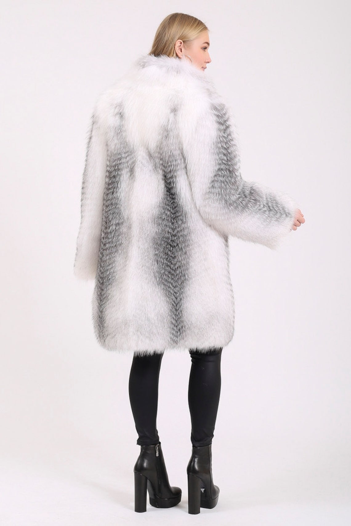 Long Arctic Marble Fox Jacket, Luxury Clothing, Very Stylish and ...