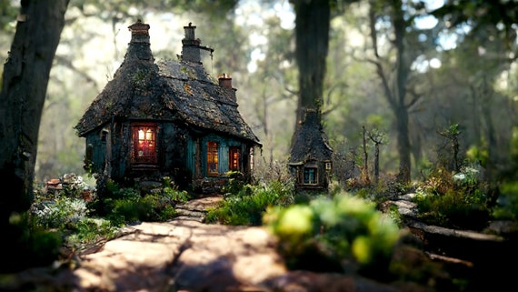 Forest Cottage AI Generated Art Printable Download - Etsy