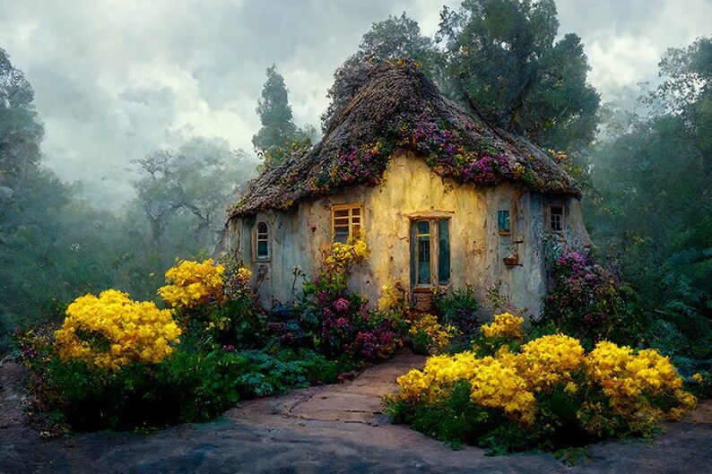 Cottage Garden Art Instant Printable Image Cozy Home Gift Art Prints ...