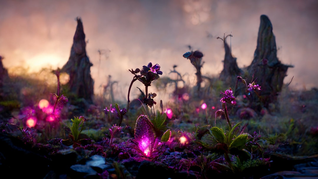 Fairy Garden Wall Art Neon Color Prints Instant Digital Download for ...