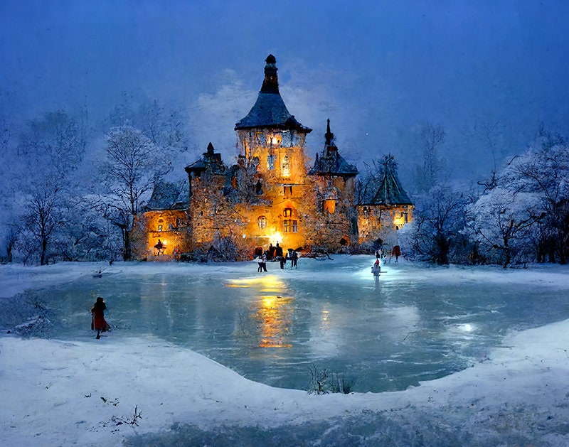 CHRISTMAS CASTLE ART, Ai Castle Art, Winter Castle Art, Cottage Core ...