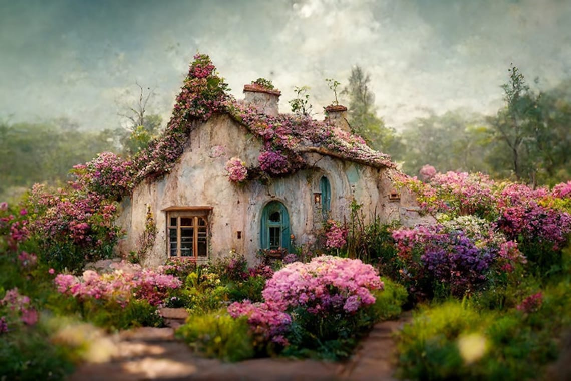 Garden Cottage Cozy Home Decor Wall ART Beautiful Cottage - Etsy