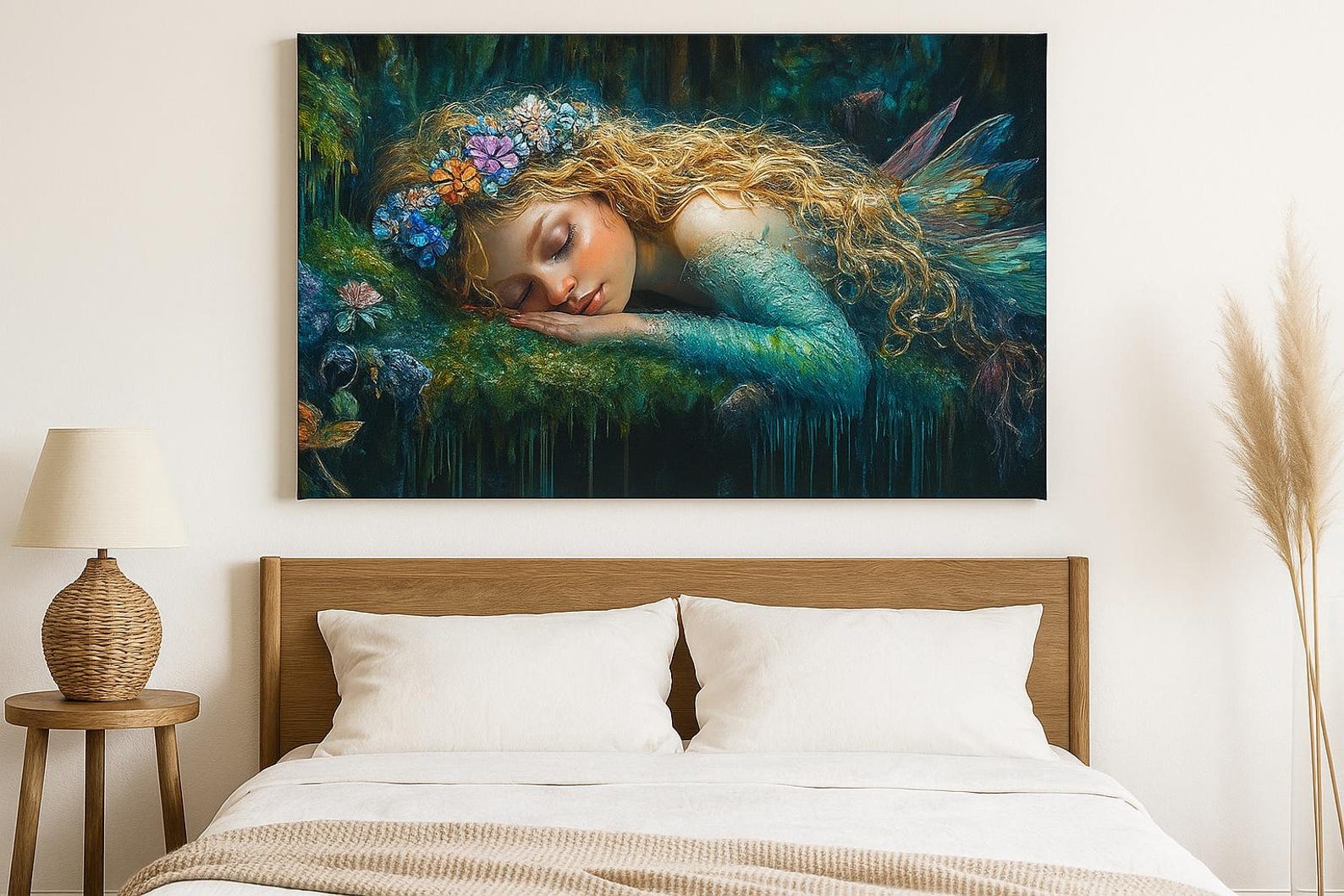 Sleeping Fairy – Fantasy Digital Art Print, Moonlit Forest Wall Decor ...