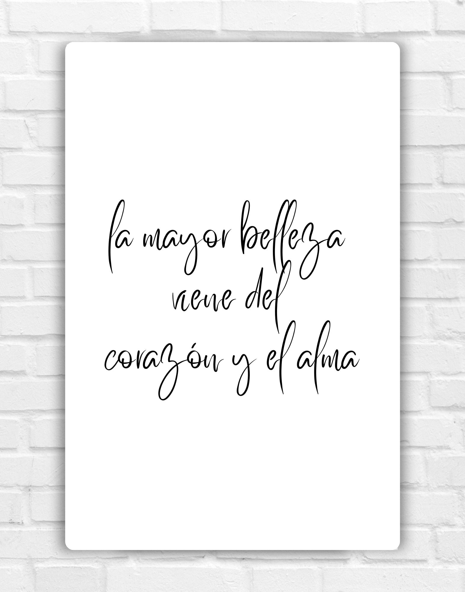 Spanish, Minimalist Wall Quote, La Mayor Belleza Proviene De La Corazón ...