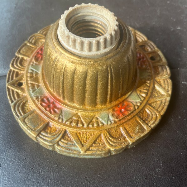 Vintage Cast Iron Art Deco Ceiling Fixture - Etsy